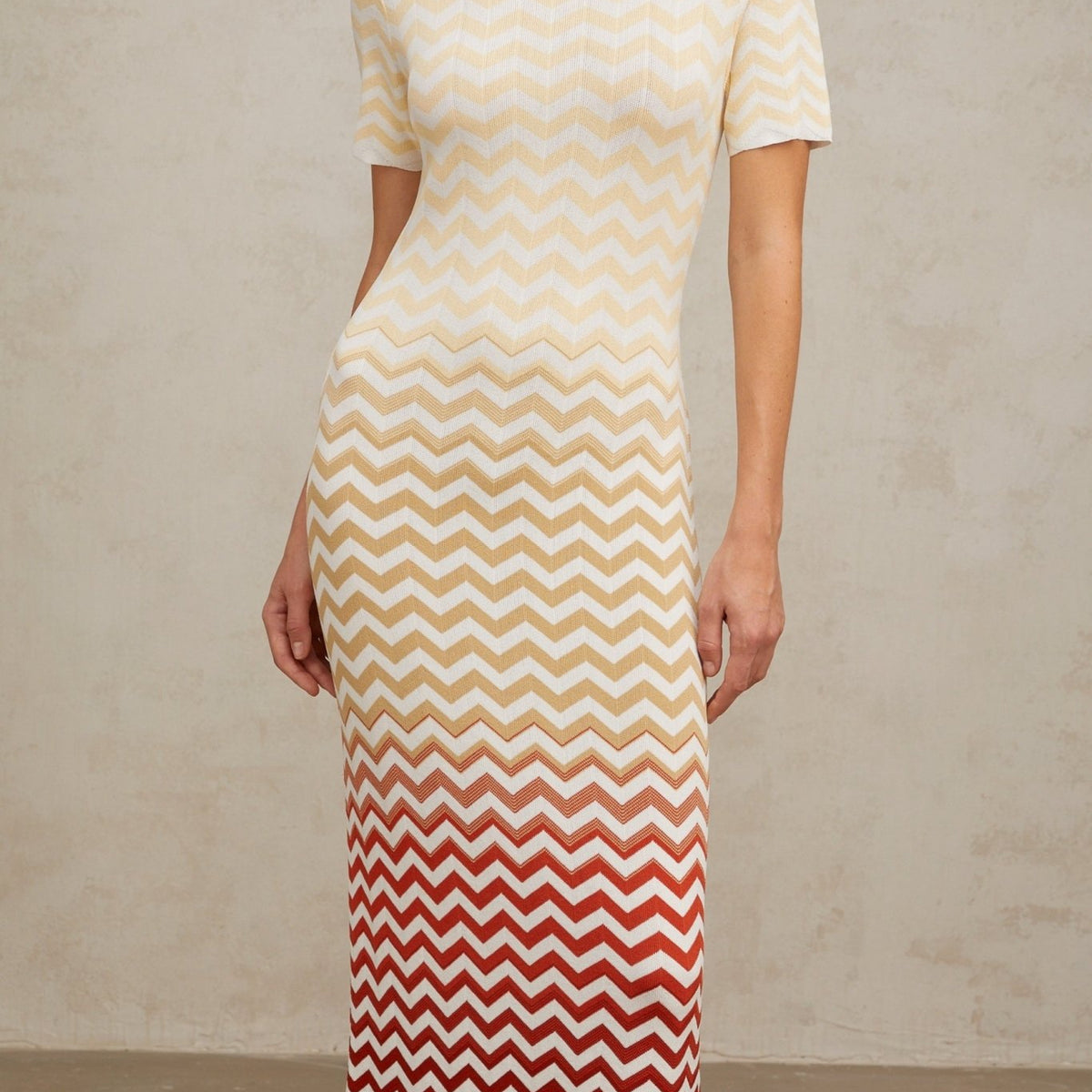 Iliana Midi Dress in Yellow | Zigzag Woven Slip-On Style | Shop Now ...