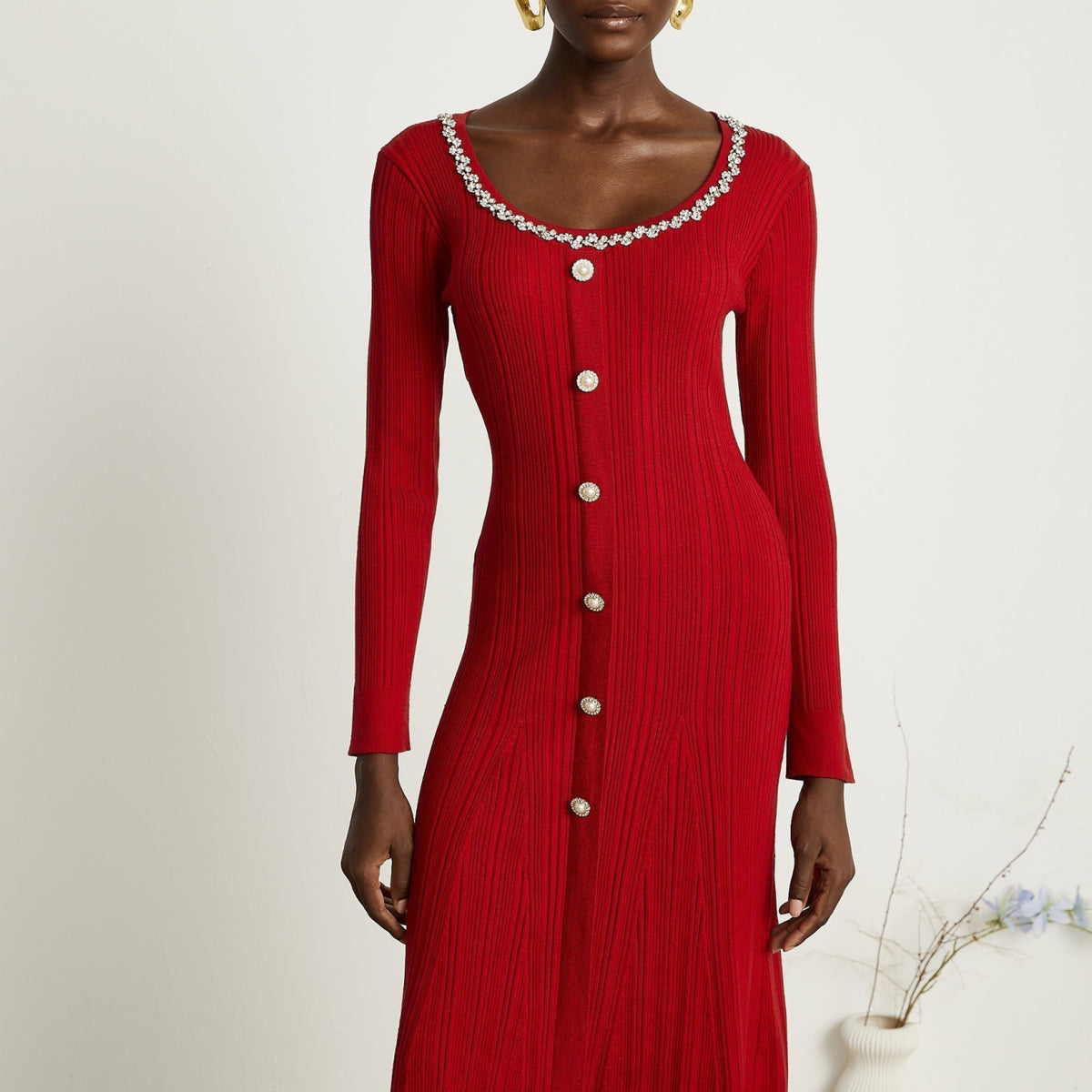Mallory Midi Dress | Red | Long sleeves | Shop Now! – Jacqueline van Hoef