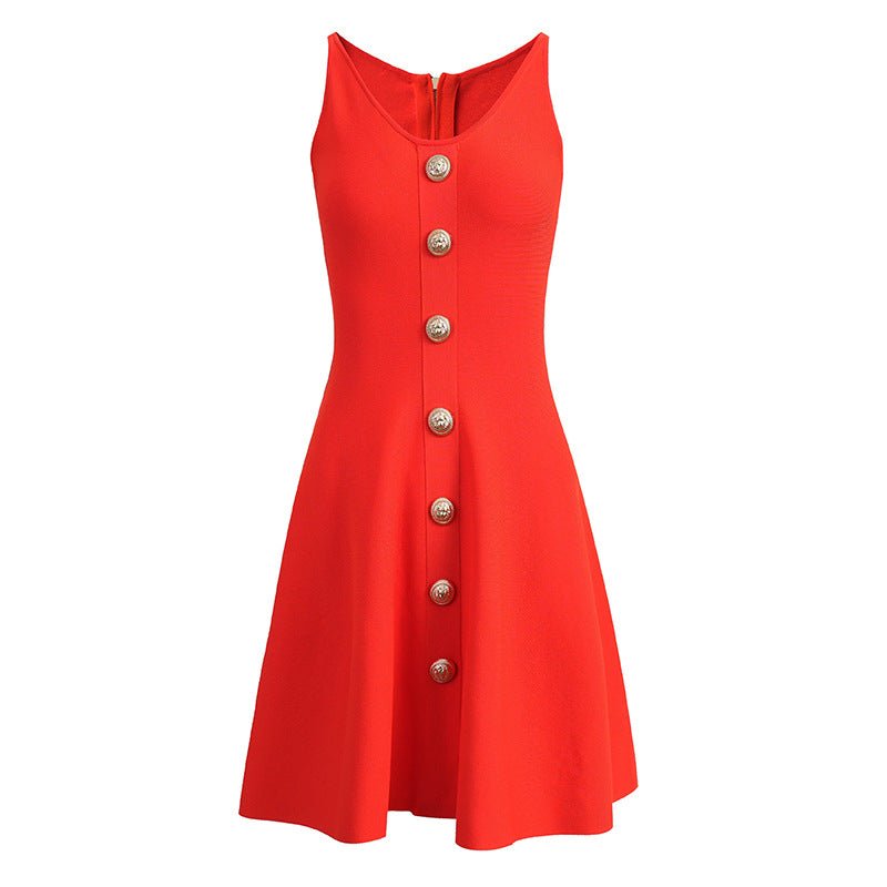 Nadia A-line Dress | Red | Fitted Bodice | Statement Buttons | Shop Now ...