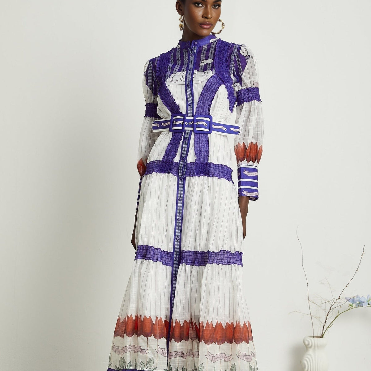 Raphaëlle Colorblock Linen Midi Dress | Belted & Pleated | Shop Now ...
